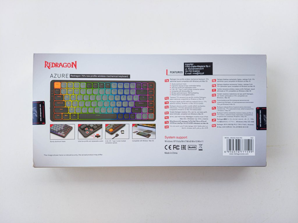 Recenzja Redragon K652 Azure RGB (GTMX Low-Profile Red)